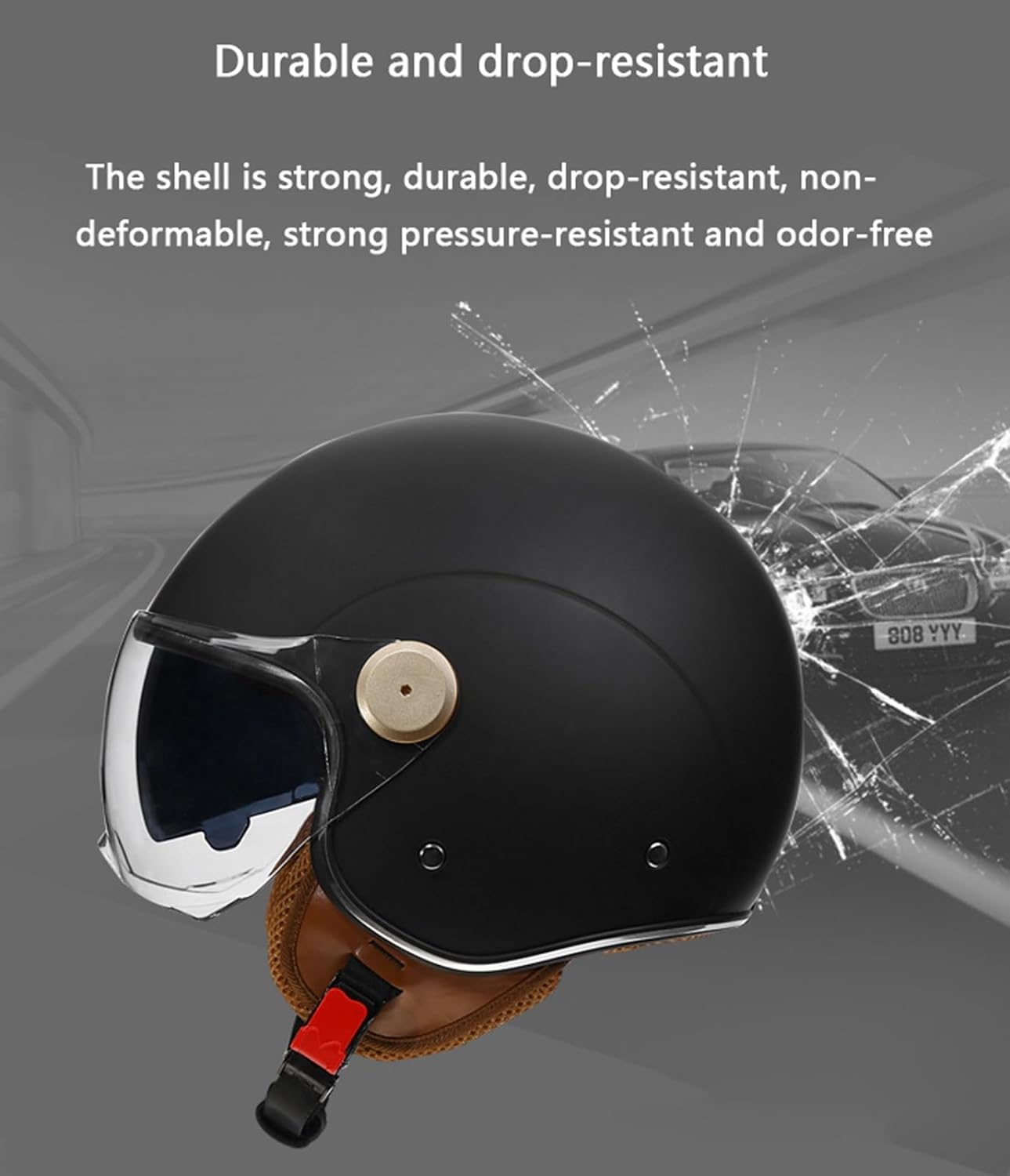 RetroRide Smart Bluetooth Open-Face Motorcycle Helmet with Dual Sun Vi ...