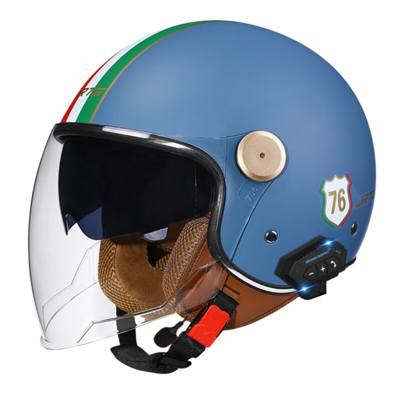 RetroRide Smart Bluetooth Open-Face Motorcycle Helmet with Dual Sun Vi ...