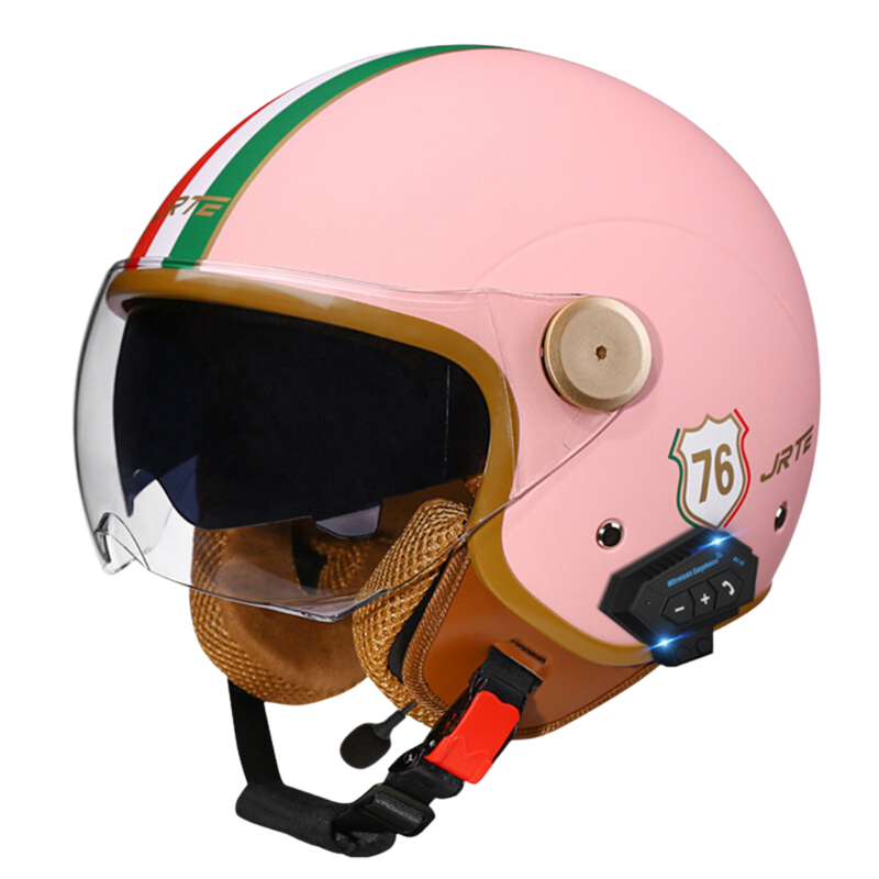 RetroRide Smart Bluetooth Open-Face Motorcycle Helmet with Dual Sun Vi ...